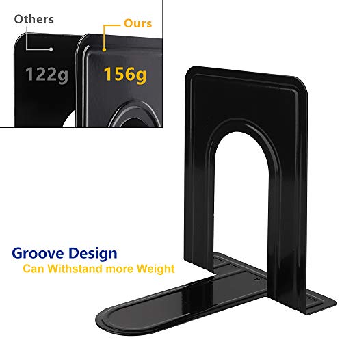 Jekkis 20pcs Bookends Metal Book End 6.6"x 5.7"x 5" Black Heavy Duty Bookends for Shelves Nonskid Bookend Supports Plain Large Bookends, Library Office Home, 10 Pair