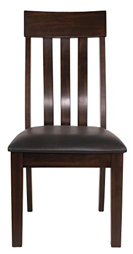Signature Design by Ashley Haddigan Faux Leather Cushioned Rake Back Dining Chair, 2 Count, Dark Brown