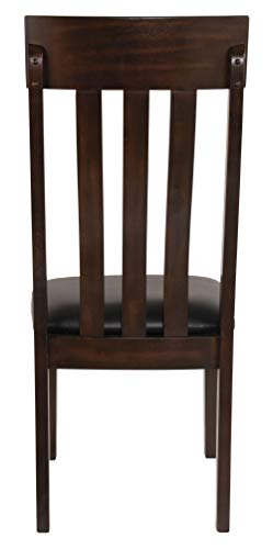 Signature Design by Ashley Haddigan Faux Leather Cushioned Rake Back Dining Chair, 2 Count, Dark Brown