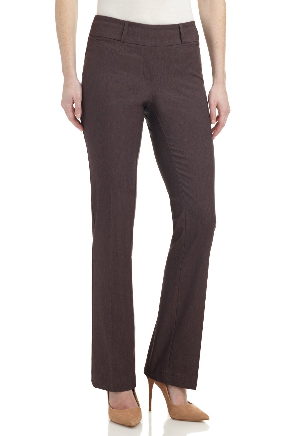 Rekucci Womens Ease into Comfort Fit Barely Bootcut Business Casual Stretch Pants in Regular/Tall/Petite fit (18, Brown Mix)