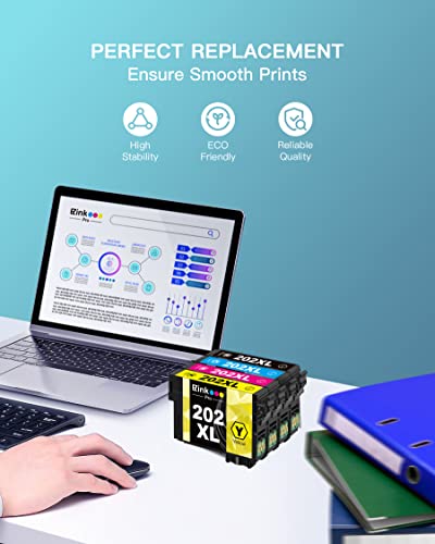 E-Z Ink Pro 202XL Remanufactured Ink Cartridge Replacement for Epson 202 XL 202XL T202XL for Epson Expression Home XP-5100 Workforce WF-2860 Printer (4 Packs, Black, Cyan, Magenta, Yellow)