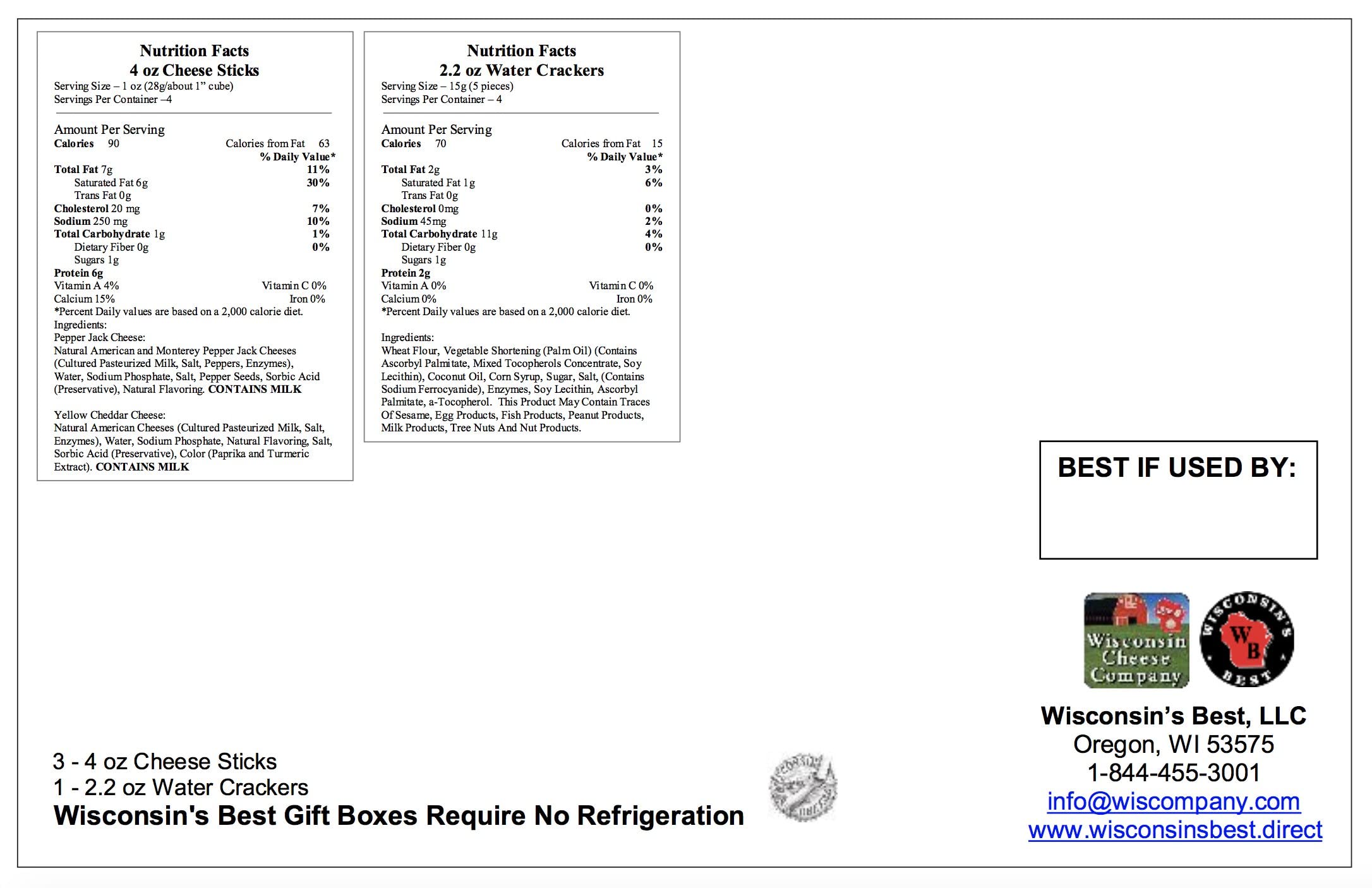 Wisconsin Cheese Company - Wisconsin Cheddar & Pepper Jack Cheese and Cracker Gift Box - 100% Wisconsin Cheese | Perfect for Parties, Charcuterie Boards and Birthday Gifts | Great Easter Gift for Cheese Lovers