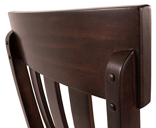 Signature Design by Ashley Haddigan Faux Leather Cushioned Rake Back Dining Chair, 2 Count, Dark Brown