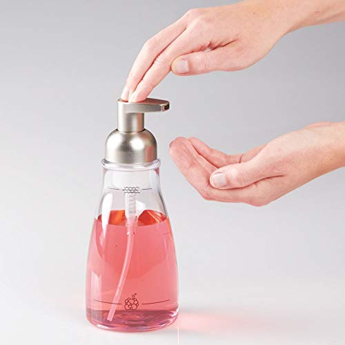InterDesign Foaming Soap Dispenser for Kitchen, Bathroom, Sink, Vanity, Pack of 1, Clear/Brushed Nickel