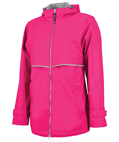 Charles River Apparel Women's New Englander Waterproof Rain Jacket, Hot Pink Reflective, XL