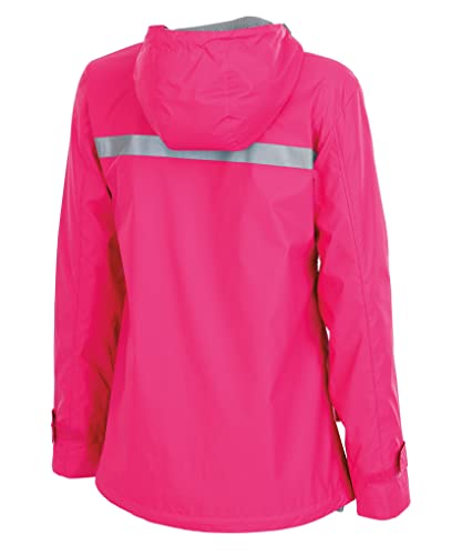 Charles River Apparel Women's New Englander Waterproof Rain Jacket, Hot Pink Reflective, XL
