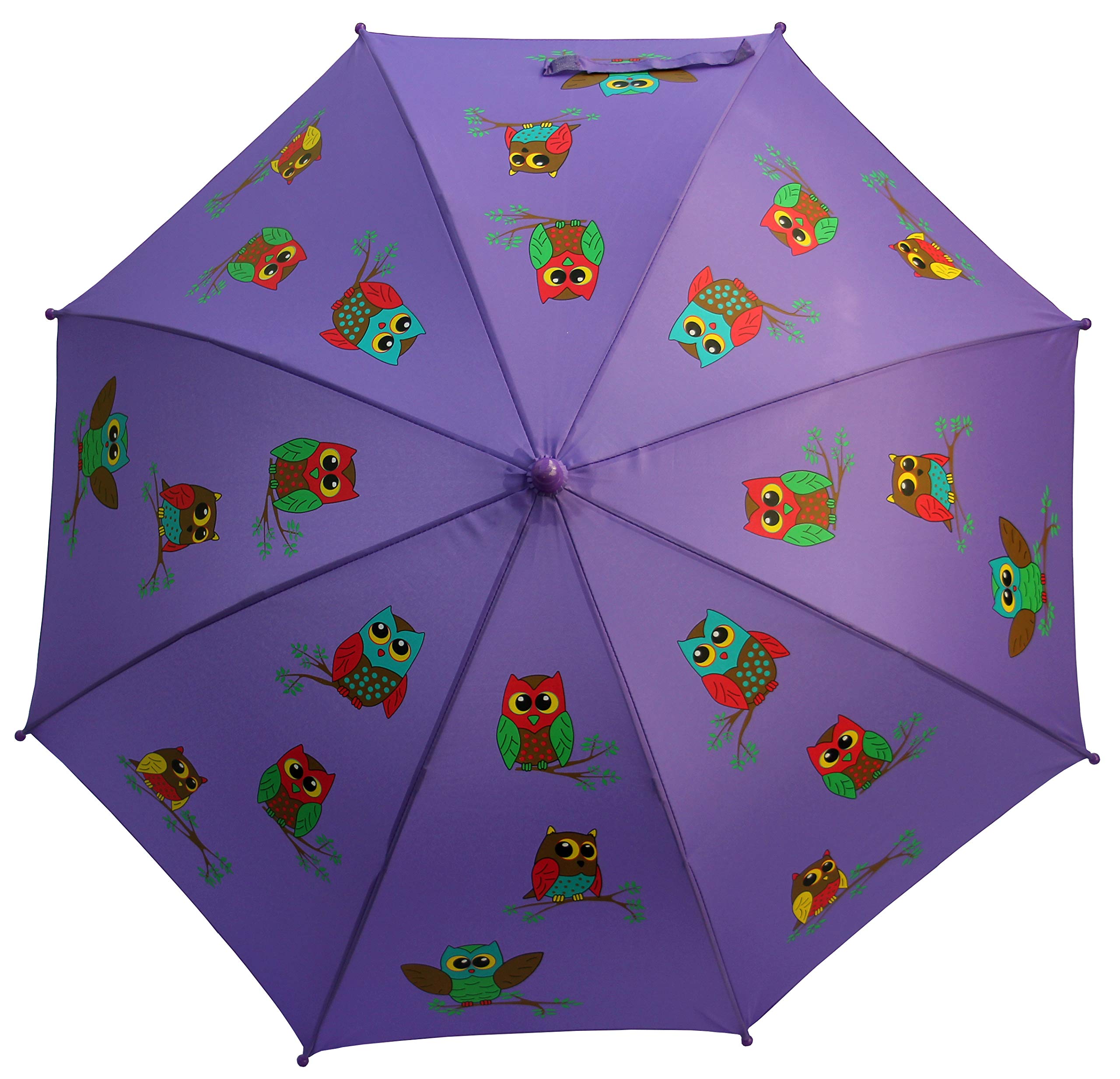 Foxfire for Kids Solid Pattern Umbrella Purple with Colorful Owls