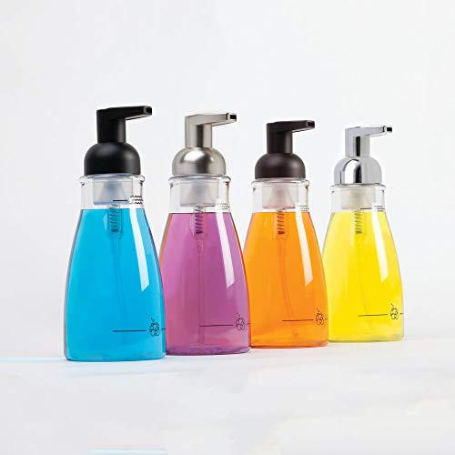InterDesign Foaming Soap Dispenser for Kitchen, Bathroom, Sink, Vanity, Pack of 1, Clear/Brushed Nickel