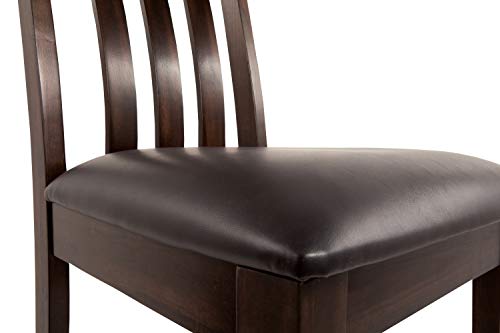 Signature Design by Ashley Haddigan Faux Leather Cushioned Rake Back Dining Chair, 2 Count, Dark Brown