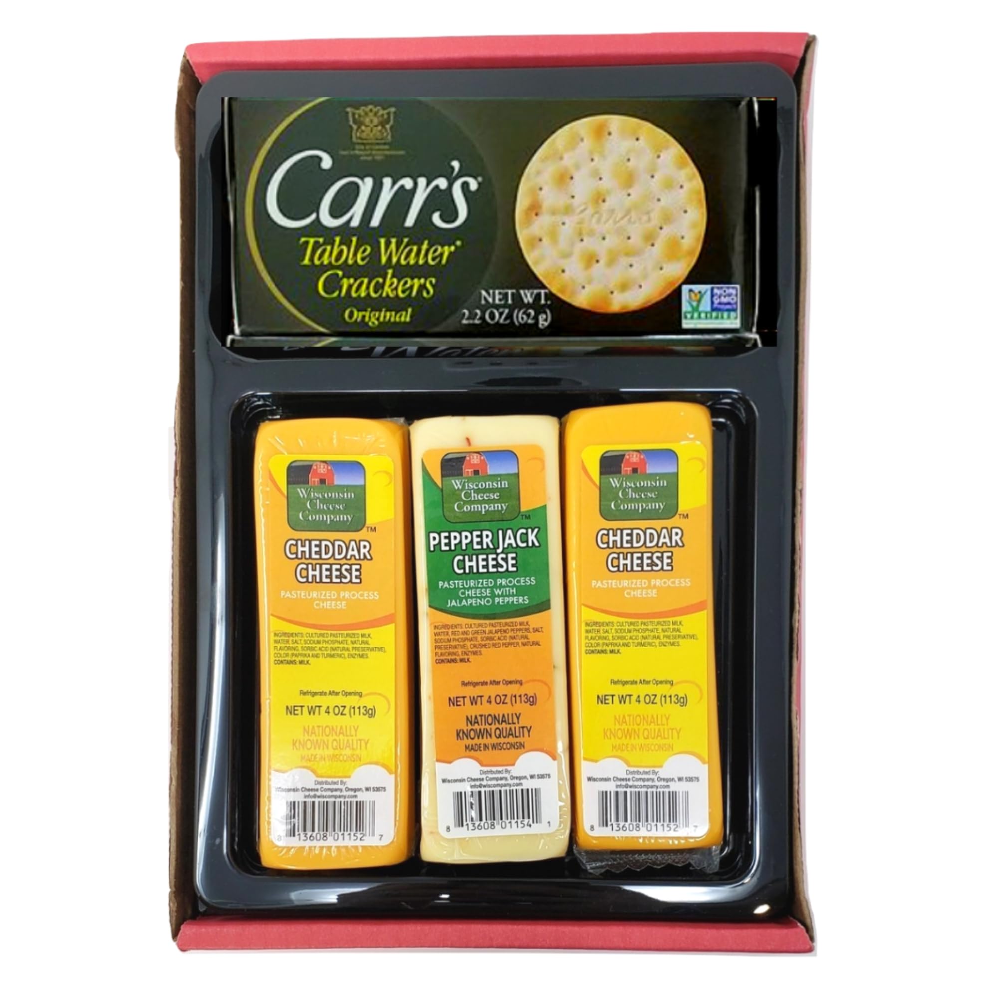 Wisconsin Cheese Company - Wisconsin Cheddar & Pepper Jack Cheese and Cracker Gift Box - 100% Wisconsin Cheese | Perfect for Parties, Charcuterie Boards and Birthday Gifts | Great Easter Gift for Cheese Lovers