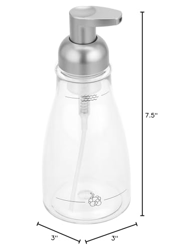 InterDesign Foaming Soap Dispenser for Kitchen, Bathroom, Sink, Vanity, Pack of 1, Clear/Brushed Nickel