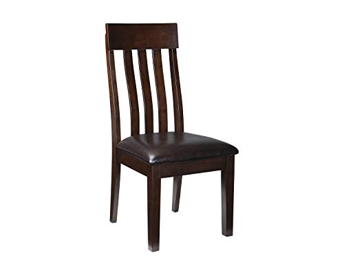 Signature Design by Ashley Haddigan Faux Leather Cushioned Rake Back Dining Chair, 2 Count, Dark Brown