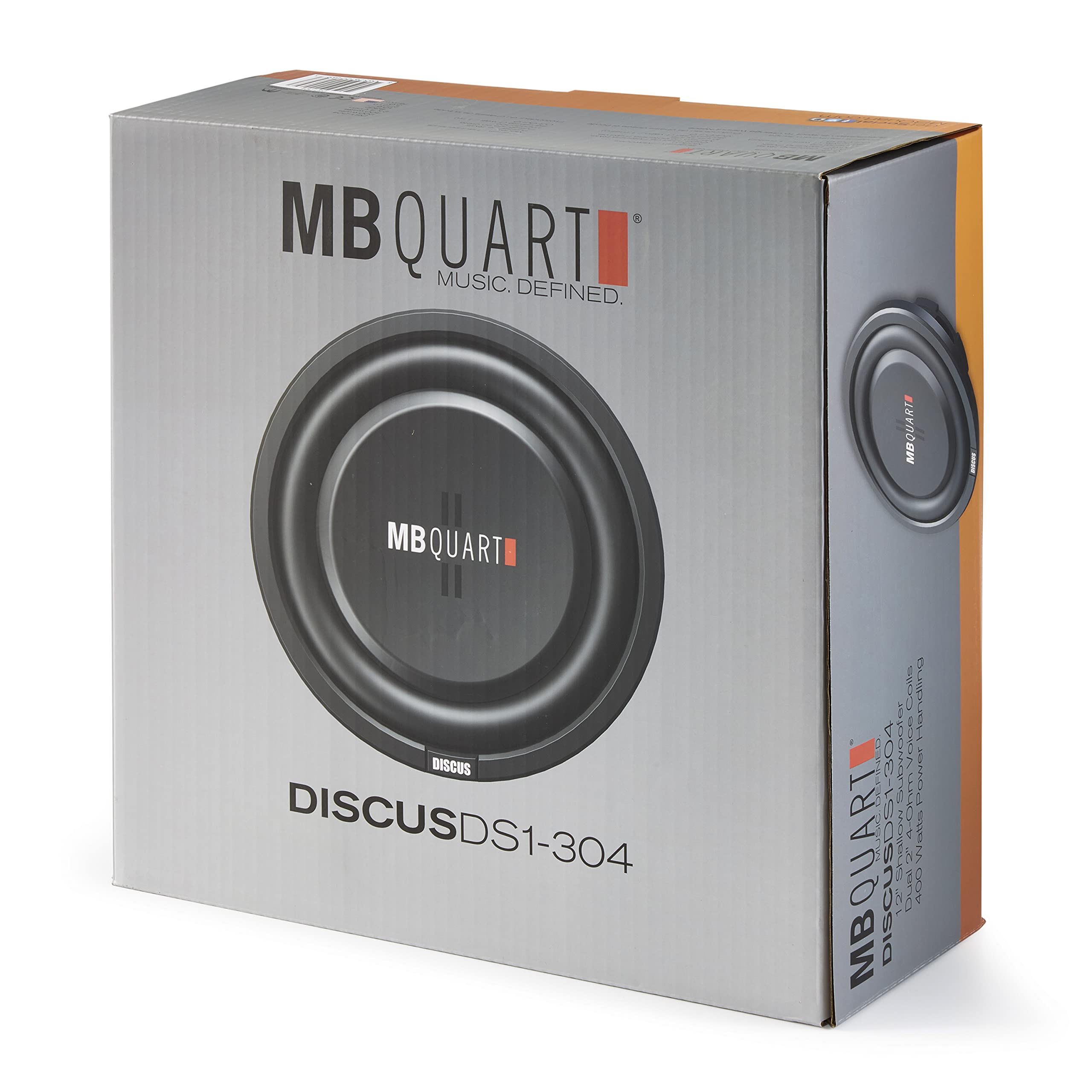 MB Quart DS1-304 Discus 12 Inch 400 Watt DVC Shallow Mount Subwoofer Speaker with Dual 2 Inch 4 Ohm Voice Coils for Vehicles, Black
