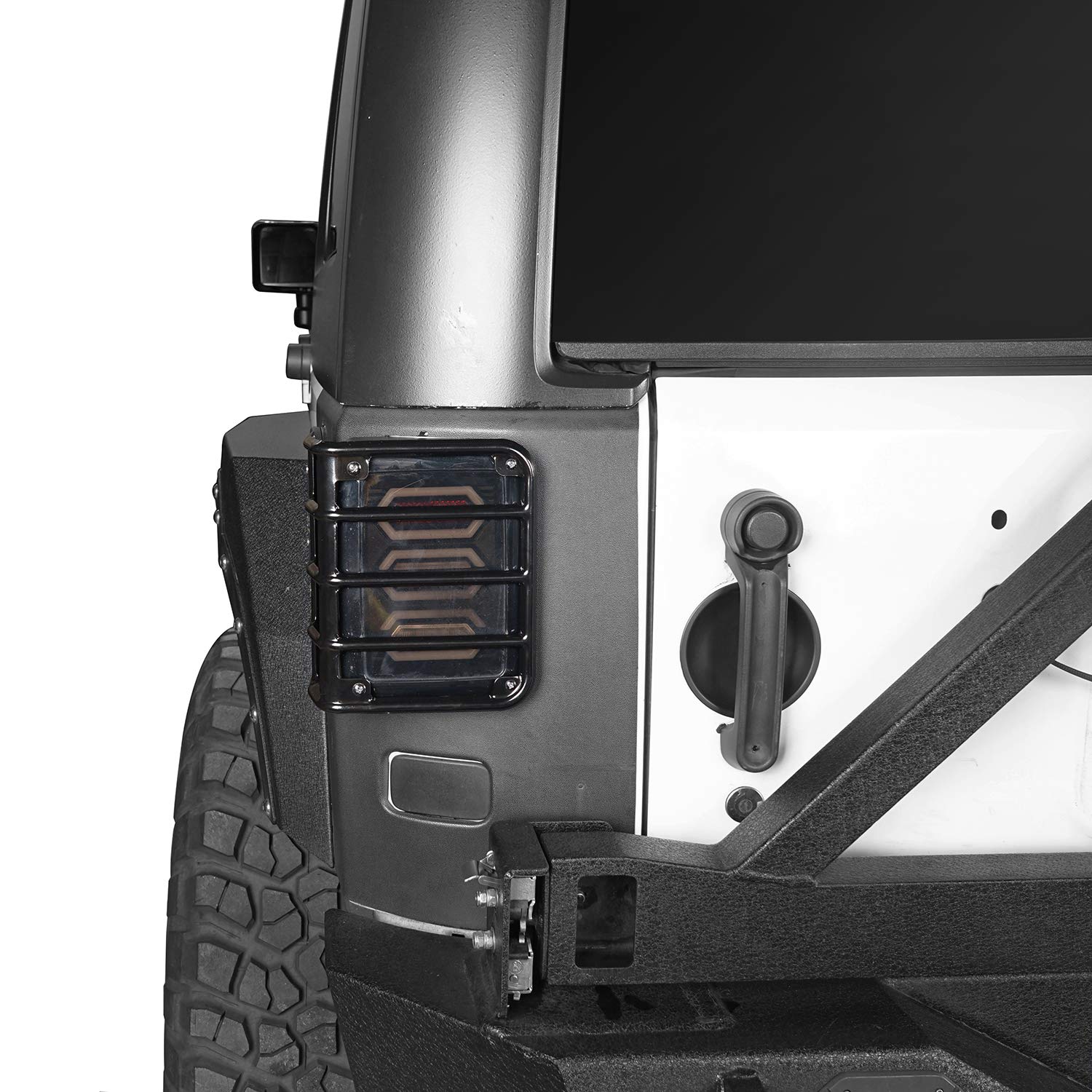 Hooke Road Wrangler Tail Light Covers Rear Taillight Euro Guard Black Light Cage fit for 2007-2018 Jeep Wrangler JK & JKU Unlimited - Pair