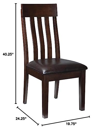 Signature Design by Ashley Haddigan Faux Leather Cushioned Rake Back Dining Chair, 2 Count, Dark Brown