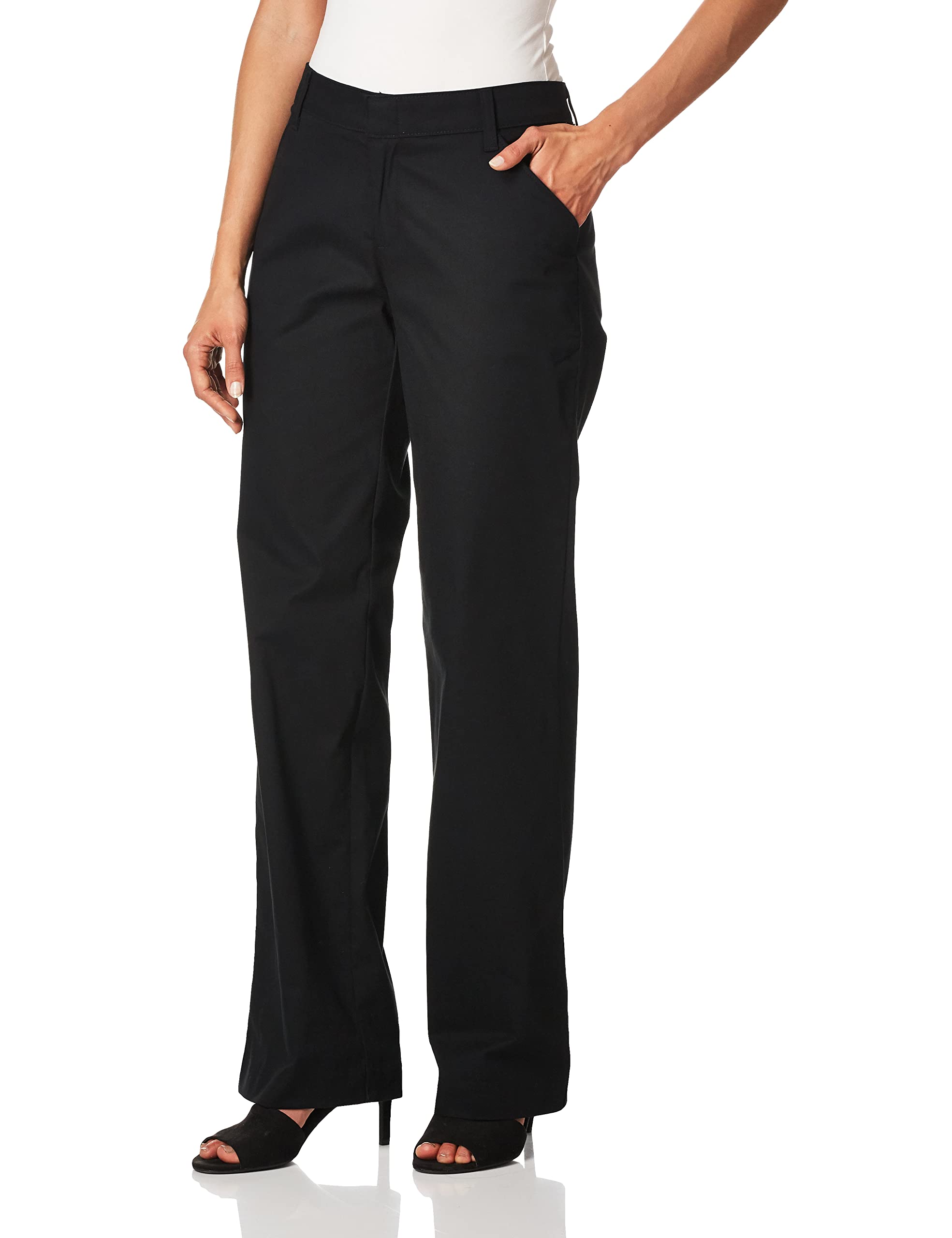 Dickies womens Relaxed Straight Stretch Twill pants, Black, 12 Long US