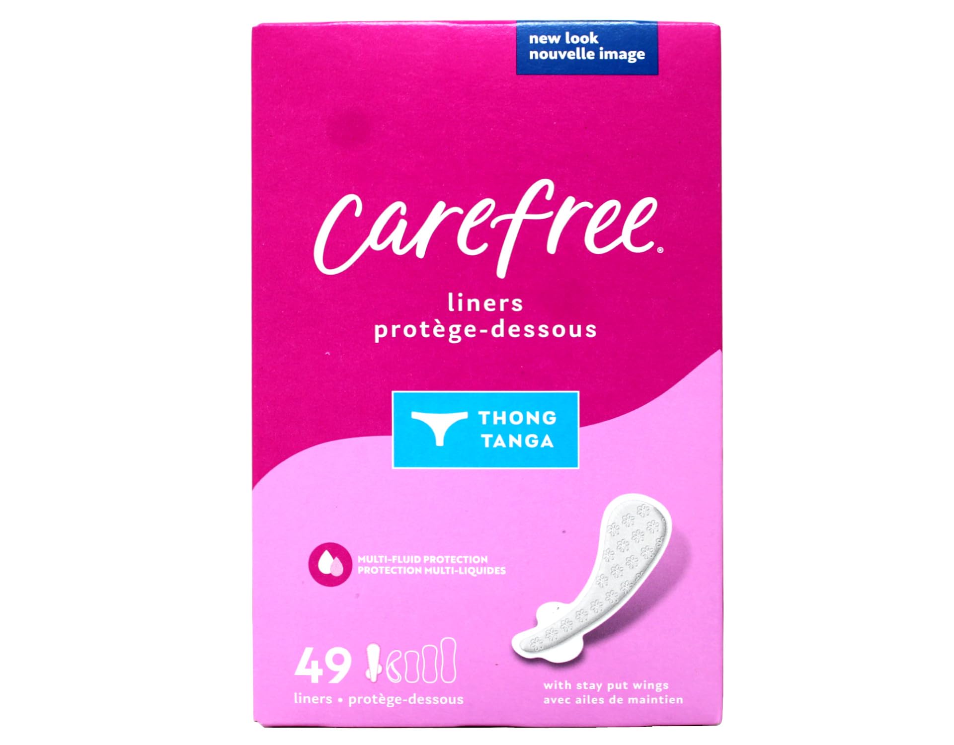 Carefree Thong Pantiliners, Regular Protection, Unscented, 196 Pantiliners (4 X 49 Count Boxes)