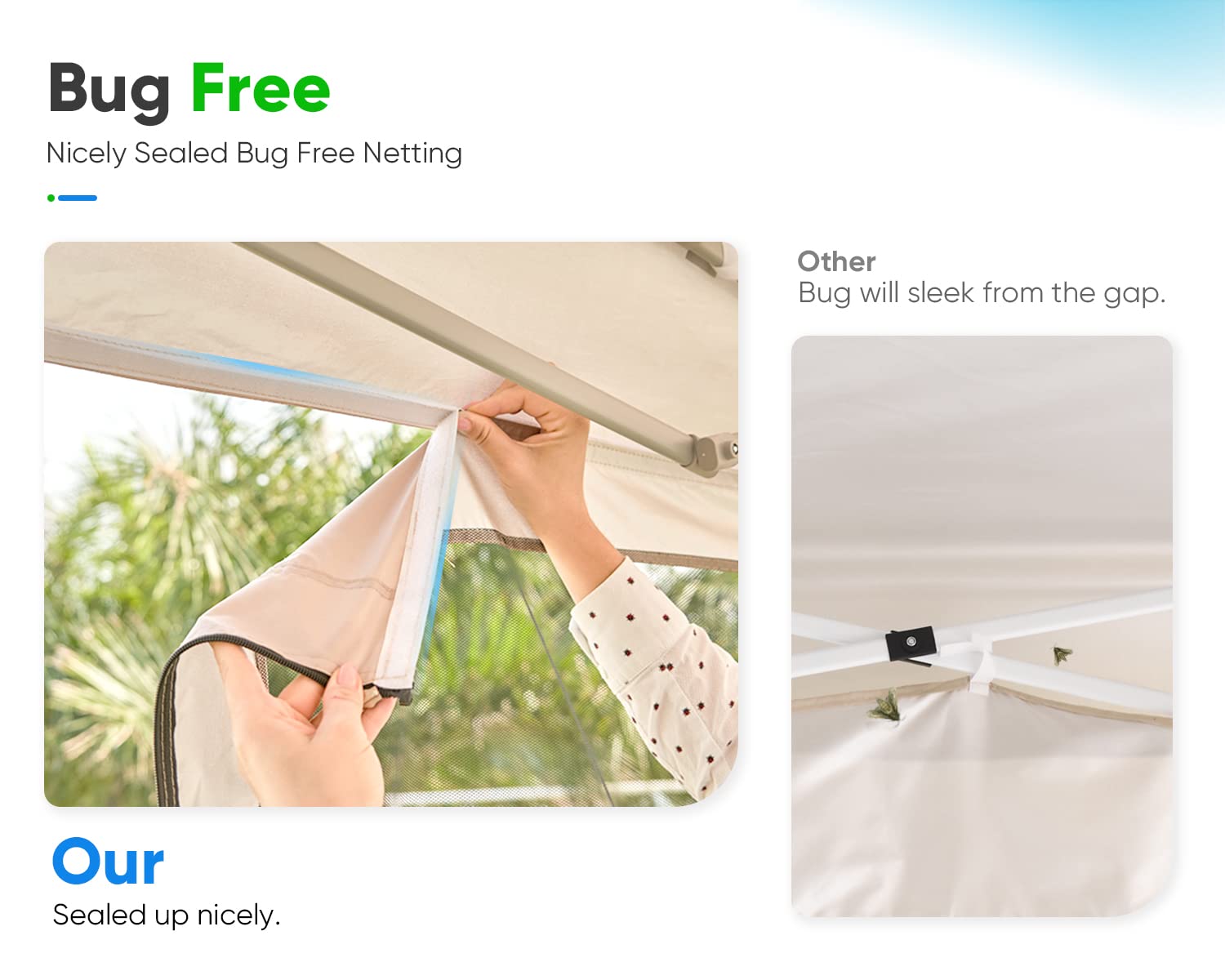 Quictent 8'x8β Pop up Screened Canopy Tent with Mosquito Netting, Portable Easy up Outdoor Screen House Shelter for Patio, Camping and Picnic, Includes Wheeled Carry Bag (Tan)