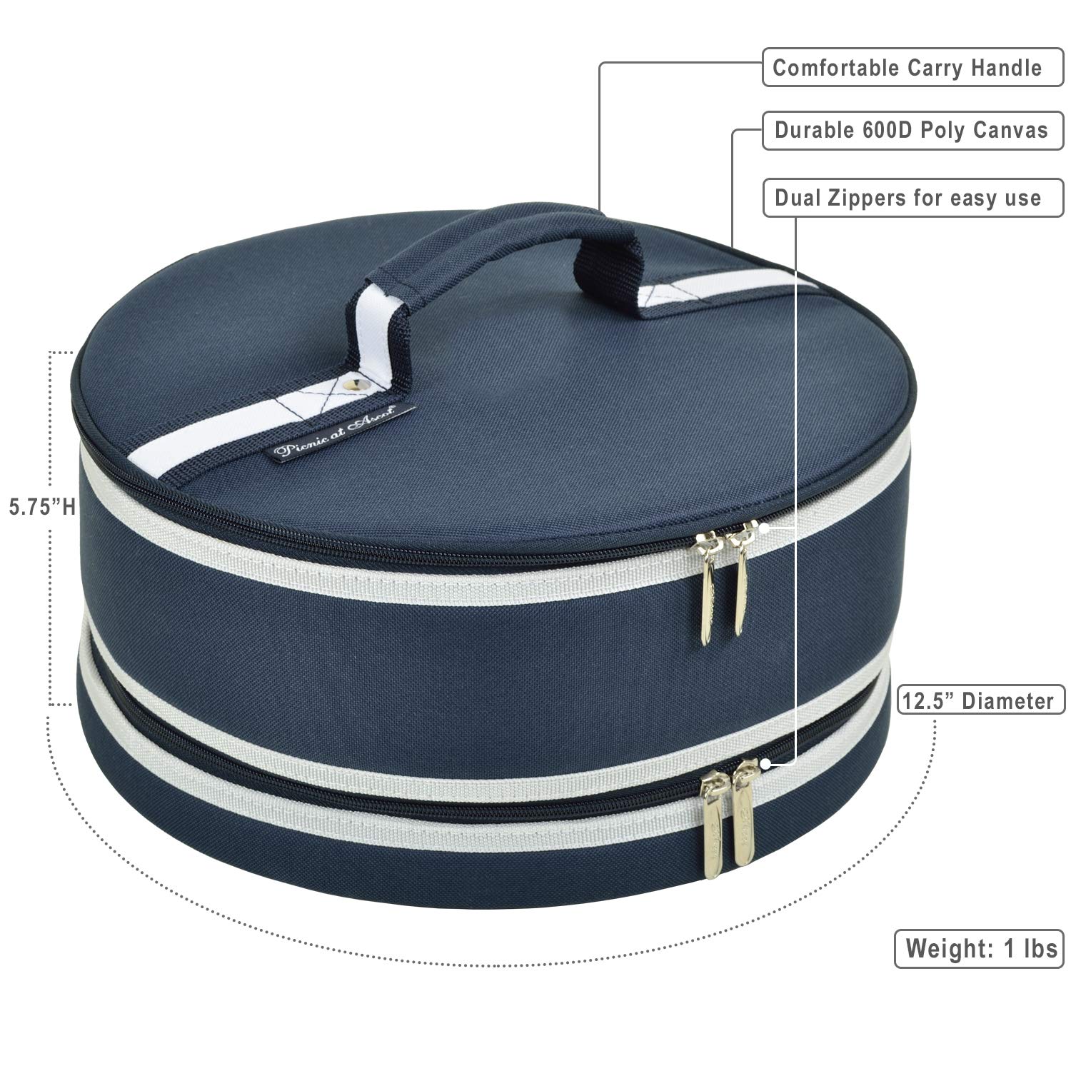 Picnic at Ascot Original Pie and Cake Carrier 12" Diameter- Designed & Quality Approved in the USA