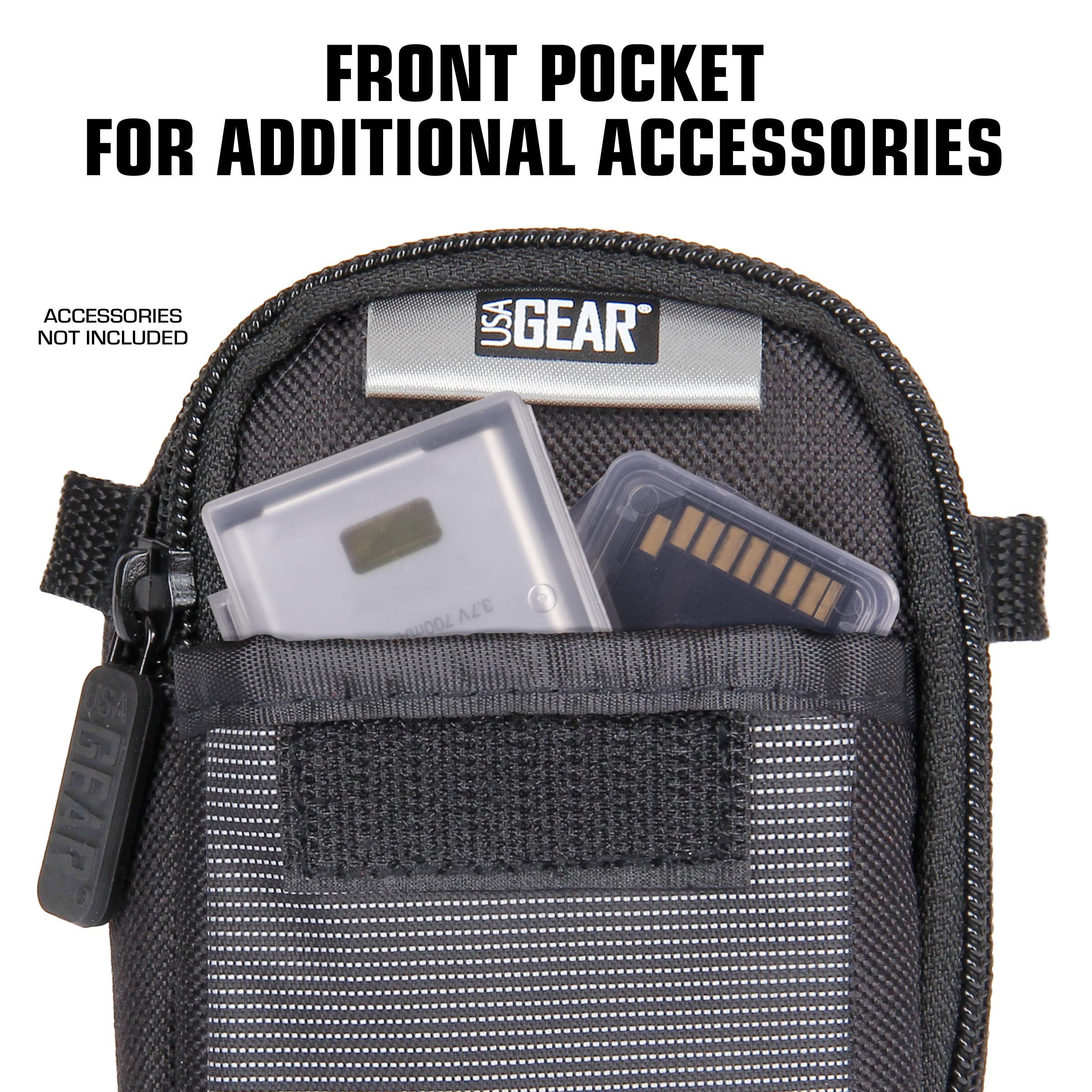 USA Gear Small Camera Bag Compatible with Ricoh GR III, Sony Cybershot, Nikon Coolpix, Kodak Pixpro FZ55 and more - Digital Camera Carrying Case with Belt Loop, Shoulder Strap, Weather Resistant