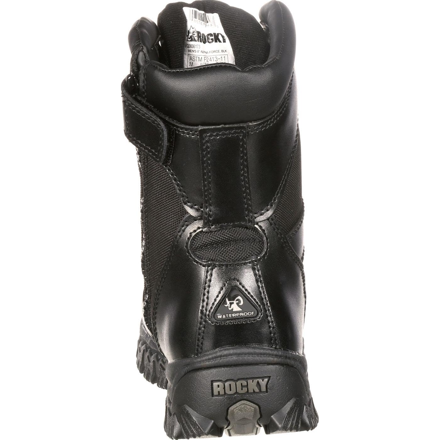 ROCKY Alpha Force Zipper Waterproof Public Service Boot, Black, Size 15(WI)