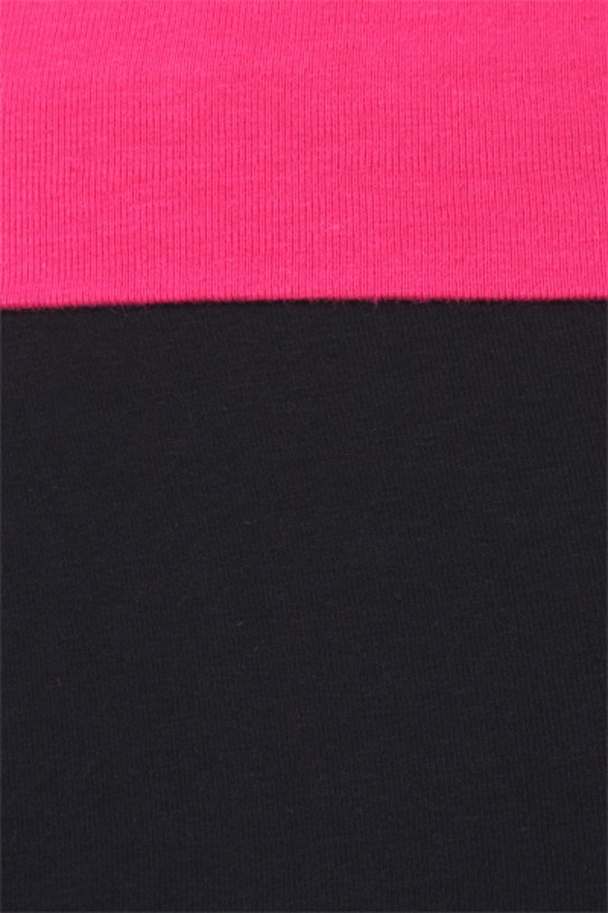 MOPAS Yoga Pants with Fold Over Solid Waistband Pink Size S