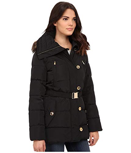 Michael Kors Fur Trim Hooded Down Coat-Black-M
