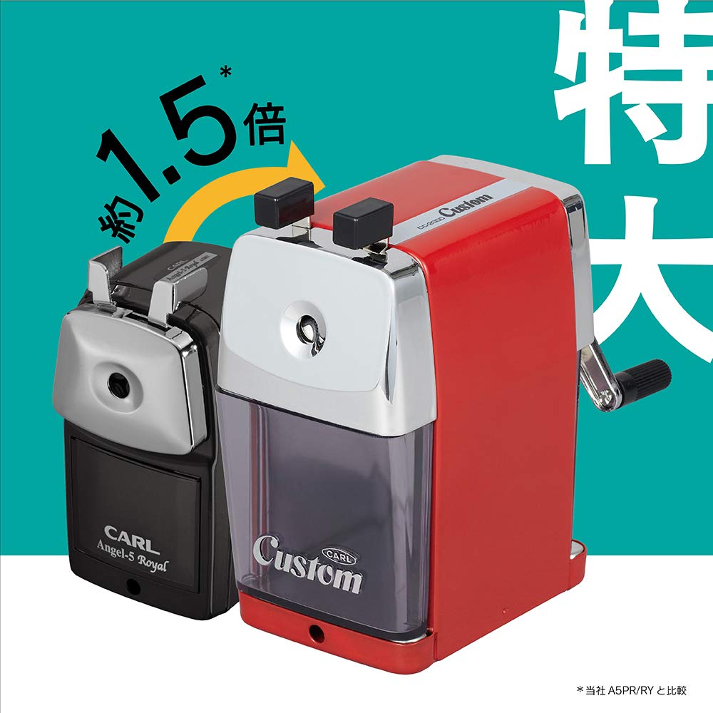 CARL Pencil Sharpener, CC-2000, Black, 5-Point Selector. Manual, Quiet for Office and Home Desks, School Classroom, CUI19018