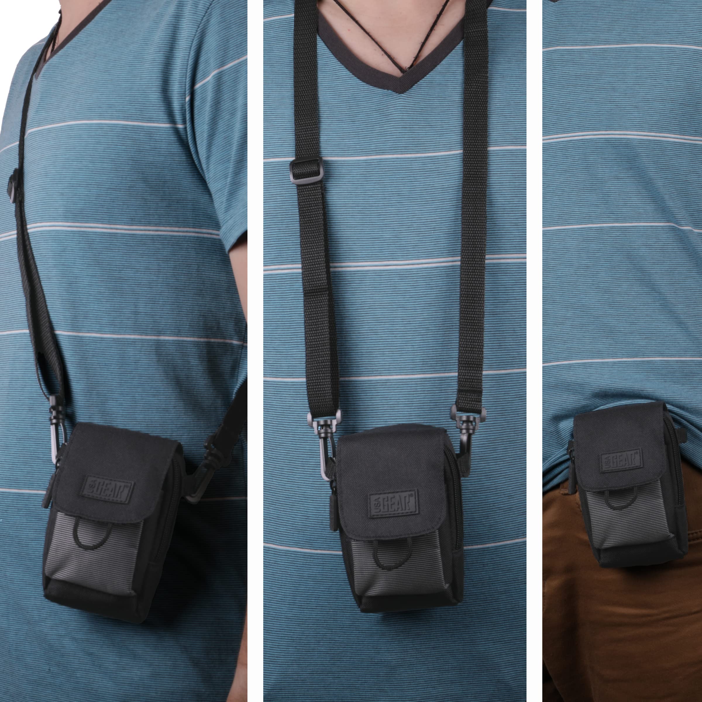 USA Gear Small Camera Bag Compatible with Ricoh GR III, Sony Cybershot, Nikon Coolpix, Kodak Pixpro FZ55 and more - Digital Camera Carrying Case with Belt Loop, Shoulder Strap, Weather Resistant