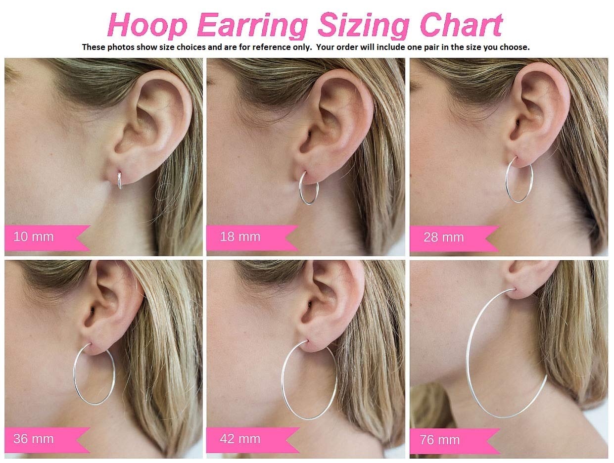 Tiny 14K Gold Thin Continuous Endless Hoop Earrings (1mm Tube) (.39 inch - 10mm - White Gold)