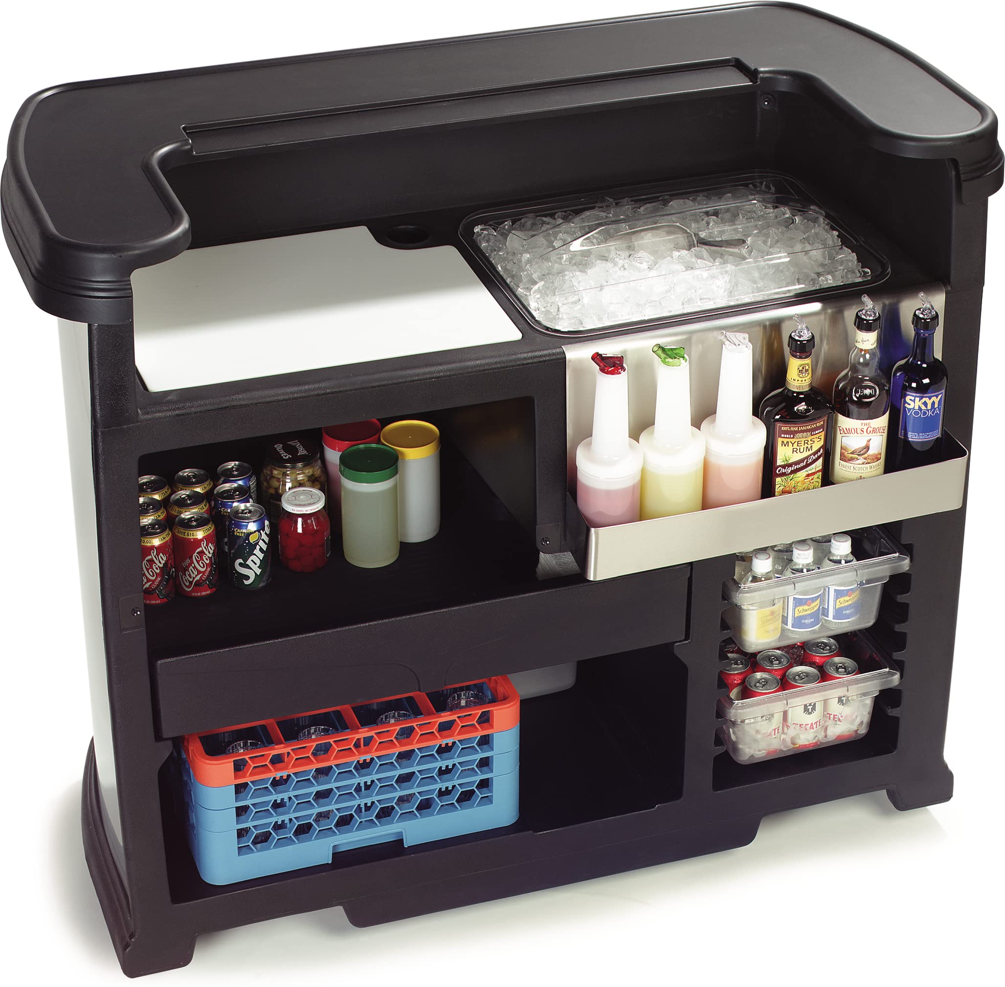 Carlisle FoodService Products Maximizer Portable Travel Bar Table with Locking Casters for Catering, Buffets, Restaurants, Ldpe, 56 X 26.5 X 48.5 Inches, Black