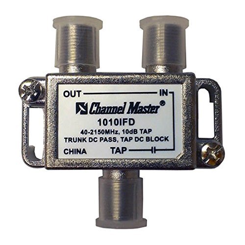 1 Way 10 dB T-Type 2 GHz 75 Ohm DC Passive Trunk Tap DC Block High Frequency UHF / VHF Video Signal TV Antenna Coax Cable