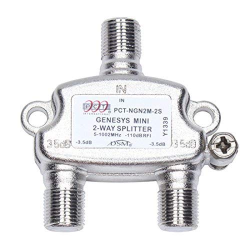2 Way Digital Video Splitter 1 GHz with Return Path 5-1000 MHz 3212 Genesys II PCT-NGN2M-2S Mini Horizontal Drop Splitter -130 dB RFI UHF/VHF Video TV Antenna Coax Cable
