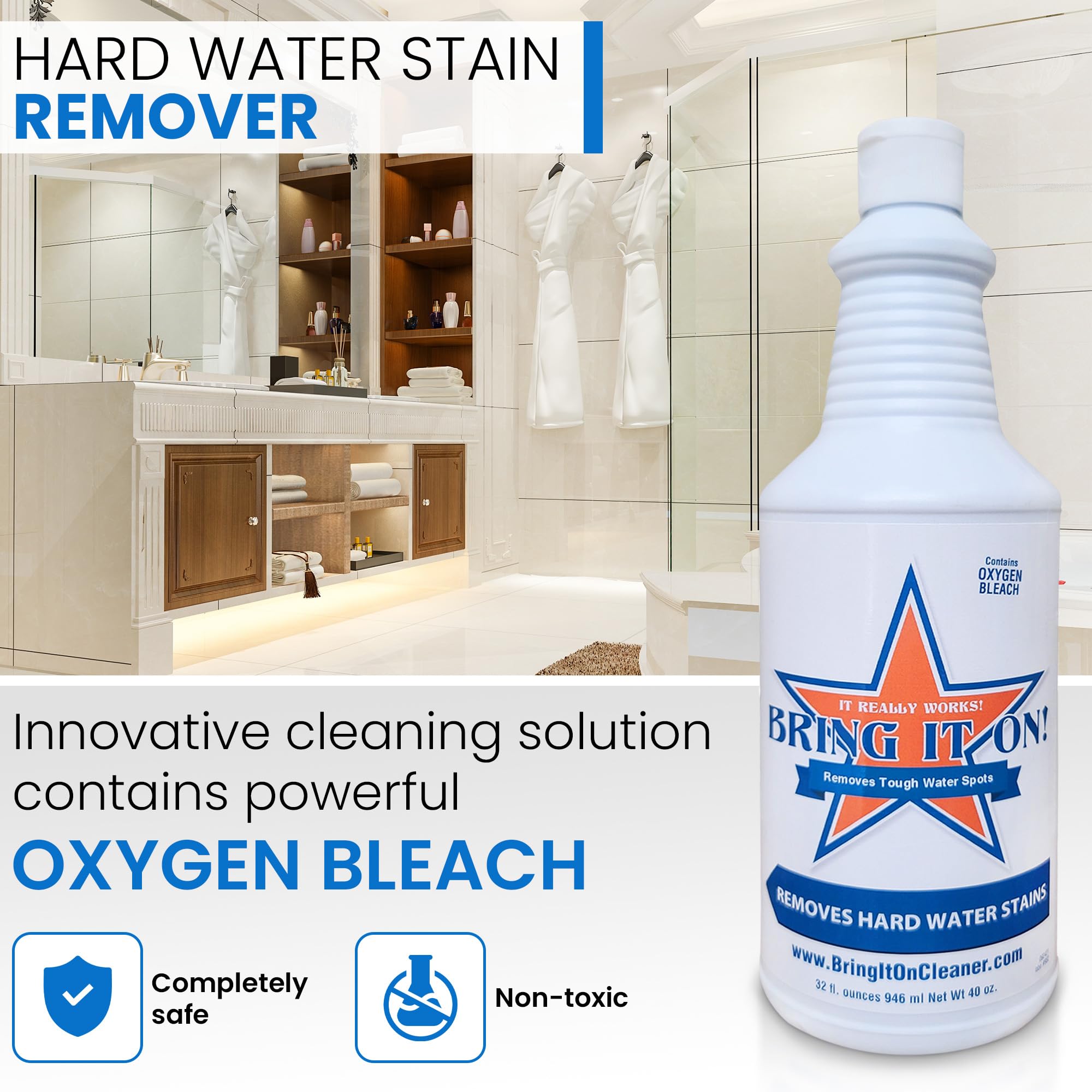 Hard Water Stain Remover Bring It on Cleaner & Sealant 16oz, Water Spots on Glass, Hard Water Buildup.