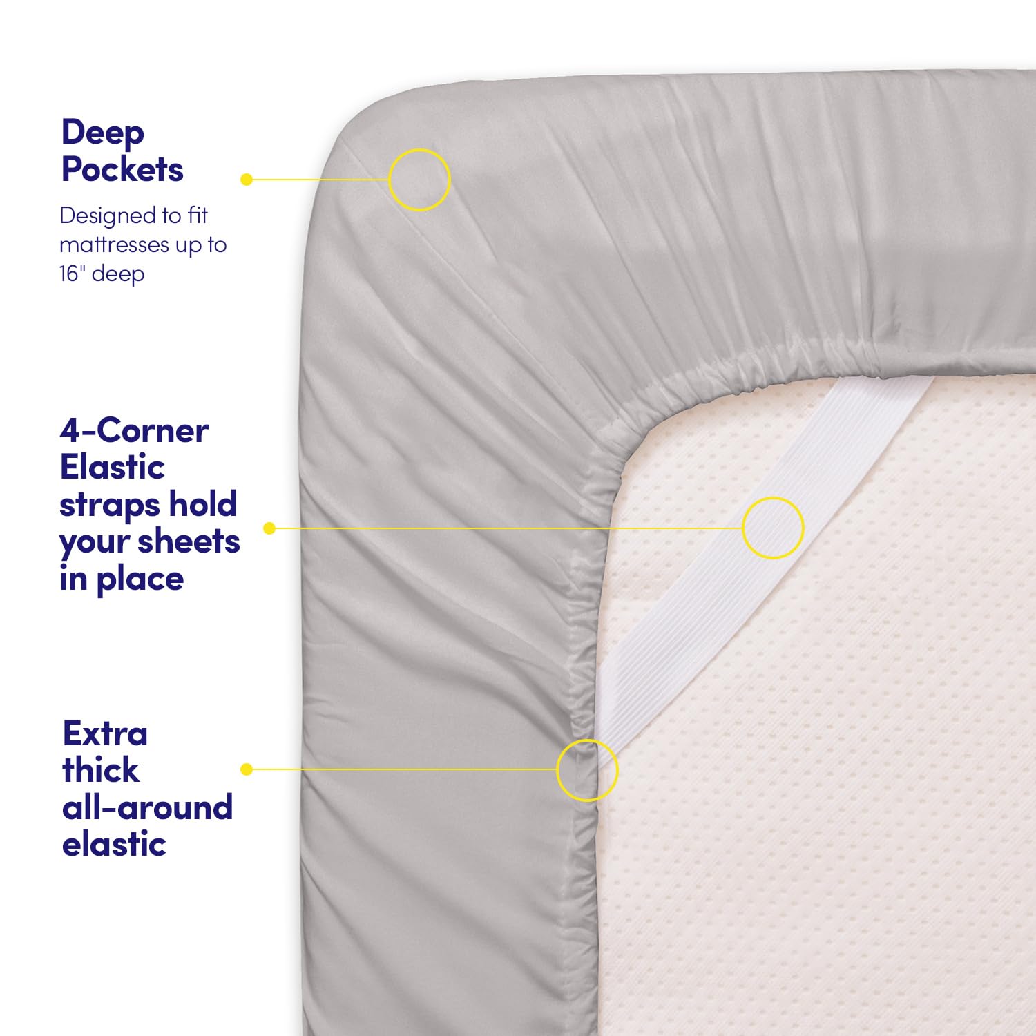 1500 Supreme Collection Twin Sheet Sets Light Gray Silver - 3 Piece Bed Sheets and Pillowcase Set for Twin Mattress - Extra Soft, Elastic Corner Straps, Deep Pocket Sheets, Twin Light Gray Silver