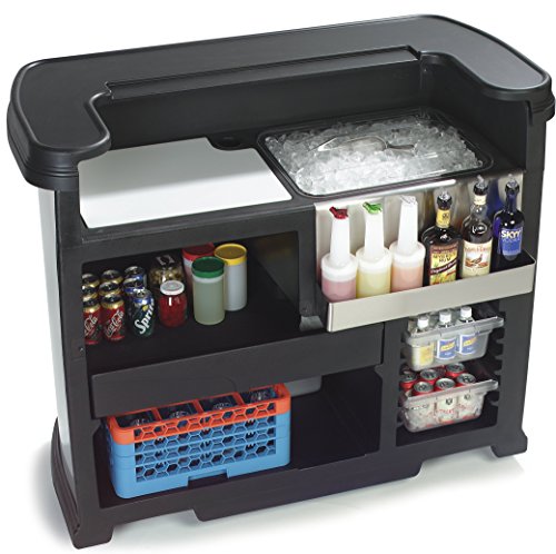 Carlisle FoodService Products Maximizer Portable Travel Bar Table with Locking Casters for Catering, Buffets, Restaurants, Ldpe, 56 X 26.5 X 48.5 Inches, Black