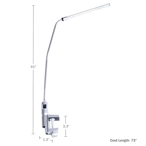 Desk Lamp with Clamp - Modern Contemporary LED Clip on Light for Desk or Table - Accessories for Home Office or Dorm Room by Lavish Home (Silver)