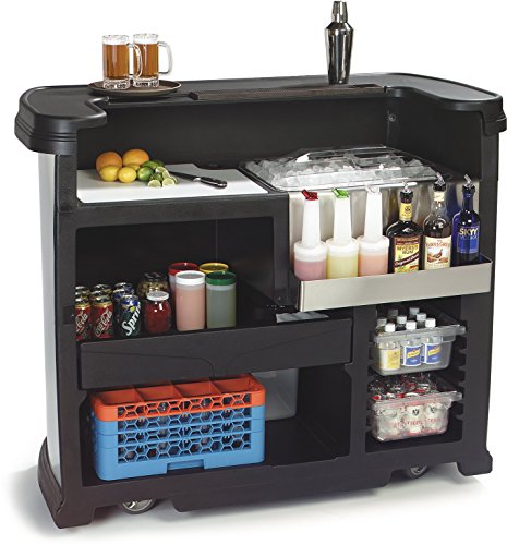 Carlisle FoodService Products Maximizer Portable Travel Bar Table with Locking Casters for Catering, Buffets, Restaurants, Ldpe, 56 X 26.5 X 48.5 Inches, Black