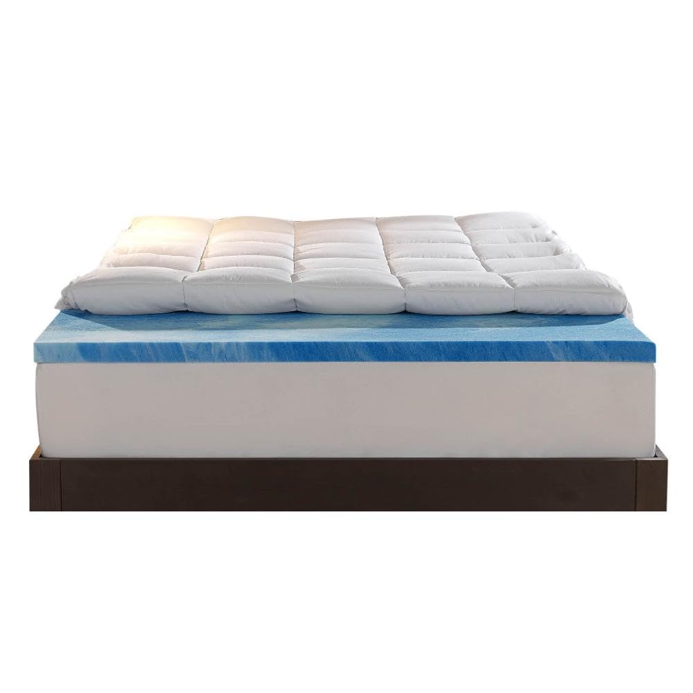 Sleep Innovations Dual Layer 4 Inch Memory Foam Mattress Topper, King Size, Medium Support, 2 Inch Cooling Gel Memory Foam Plus 2 Inch Pillow Top Cover