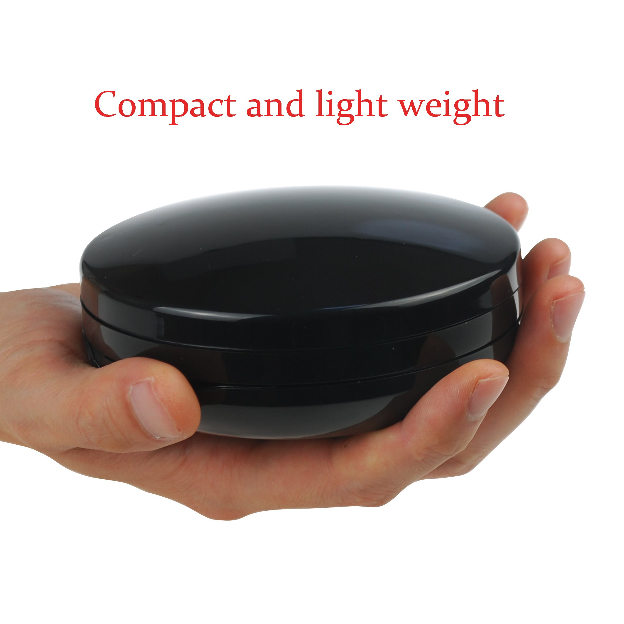 VrHere MirriM LED Lighted Travel Makeup Magnifying Mirror,Magnifies 10x and 1x, Luxury Double Side and Folding Pocket Vanity/Cosmetic Mirror (Black)