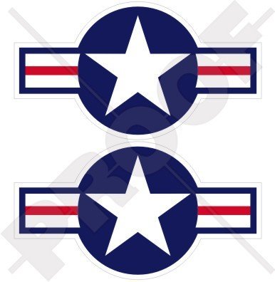 UNITED STATES Armed Forces Aircraft Roundels USAF USMC US Navy 3.7" (95mm) Vinyl Stickers, Decals x2