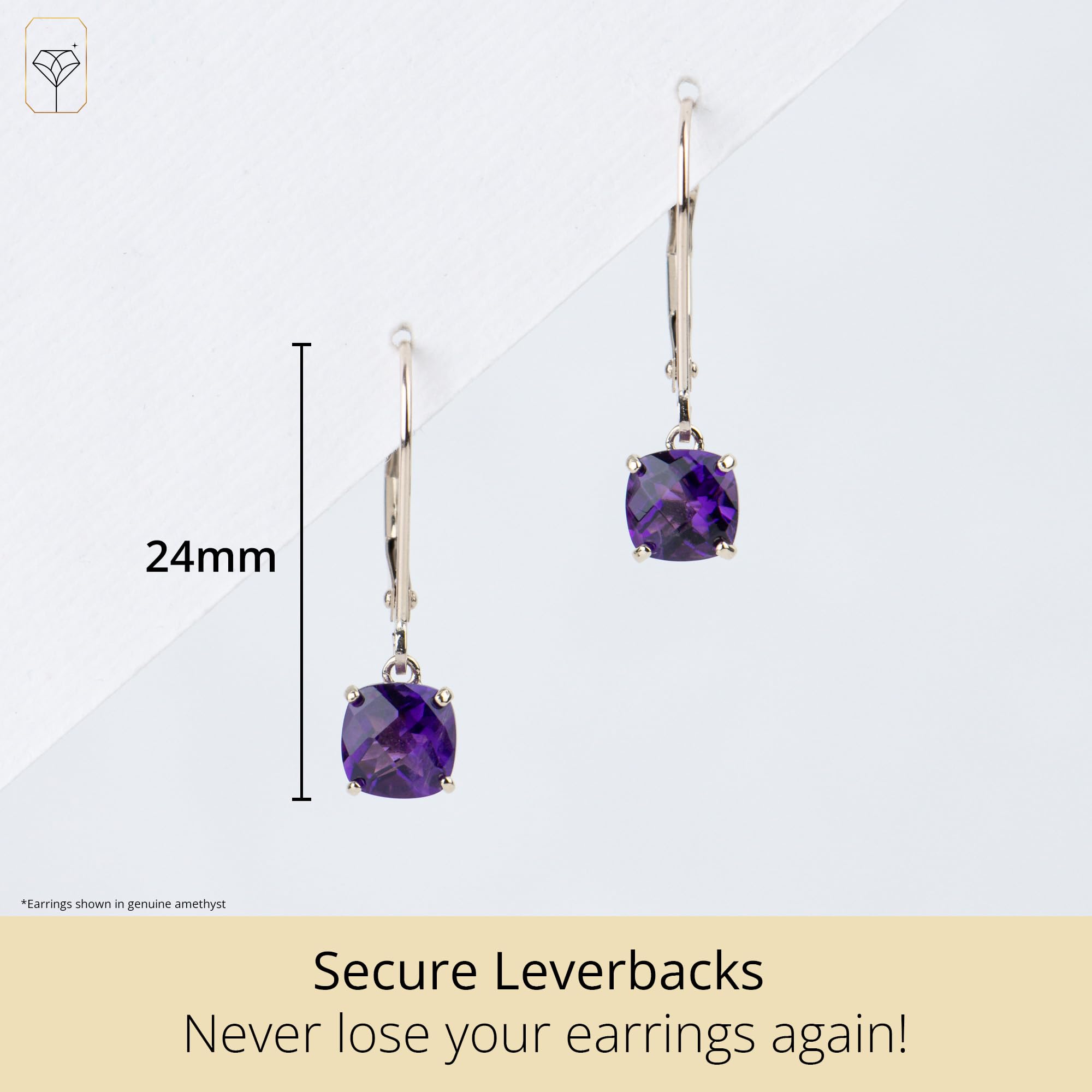MAX + STONE 10k White Gold Cushion-Cut Checkerboard Created Sapphire Leverback Earrings (6mm)