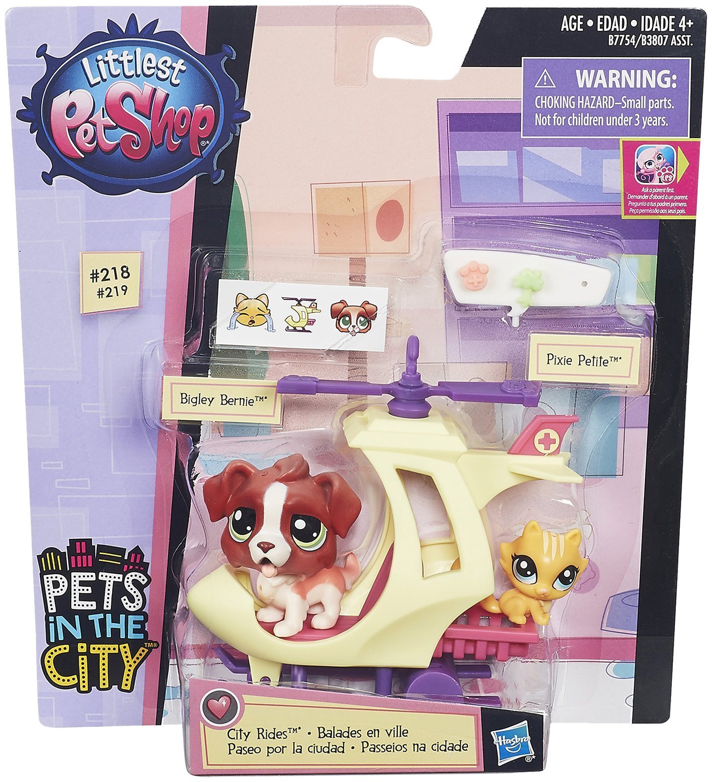 Littlest Pet Shop City Rides St. Bernard and Kitten Helicopter