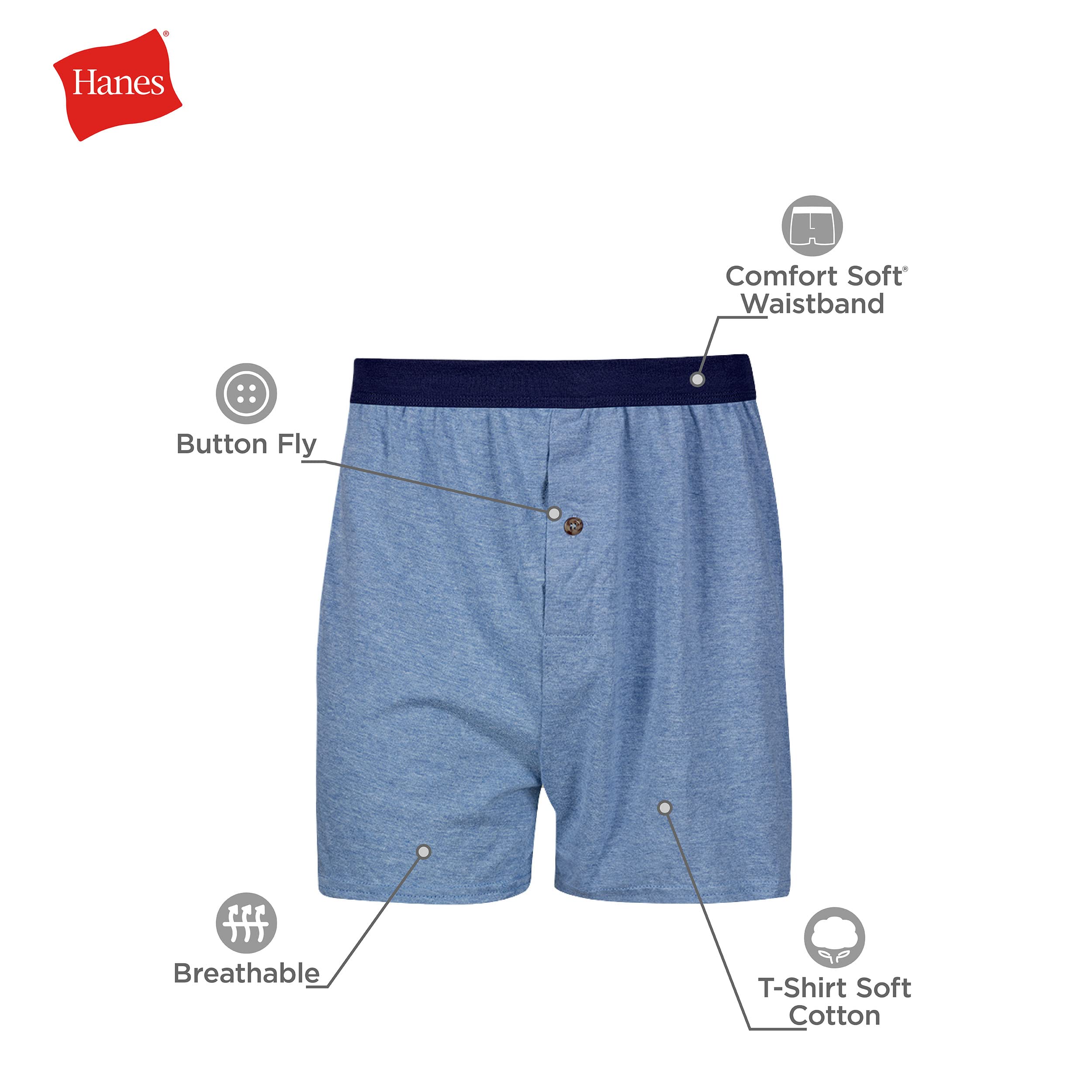 Hanes Men's 5-Pack Comfortsoft Boxer with ComfortFlex Waistbands, Assorted, XX-Large