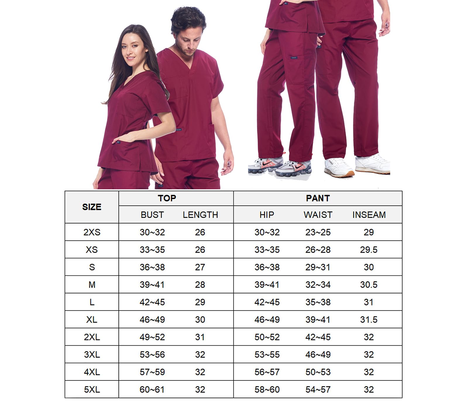 Dagacci Medical Uniform Womens and Mens Scrub Set Unisex Medical Scrub Shirt Top and Pant, Black, Large, Short Sleeve