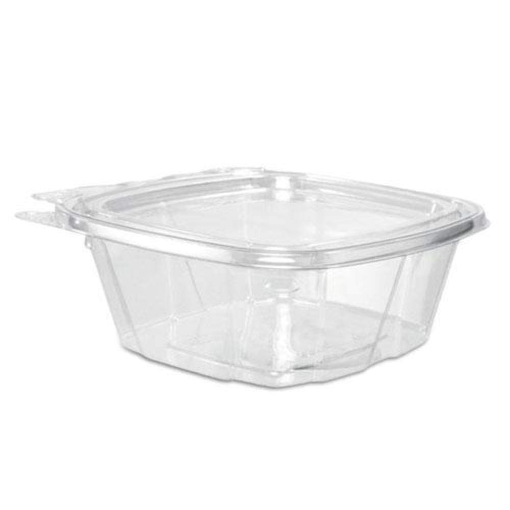 Dart CH12DEF 12 oz Tamper-Resistant Clear Hinged Container with Flat Lid (Case of 200)