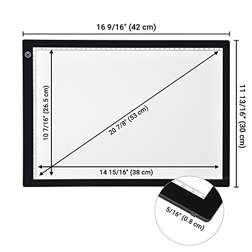 Yescom A3 LED Light Pad 17"x12" Light Box for Tracing Diamond Painting Light Board with Stand USB Power Artists Drawing Sketching Tattoo Animation