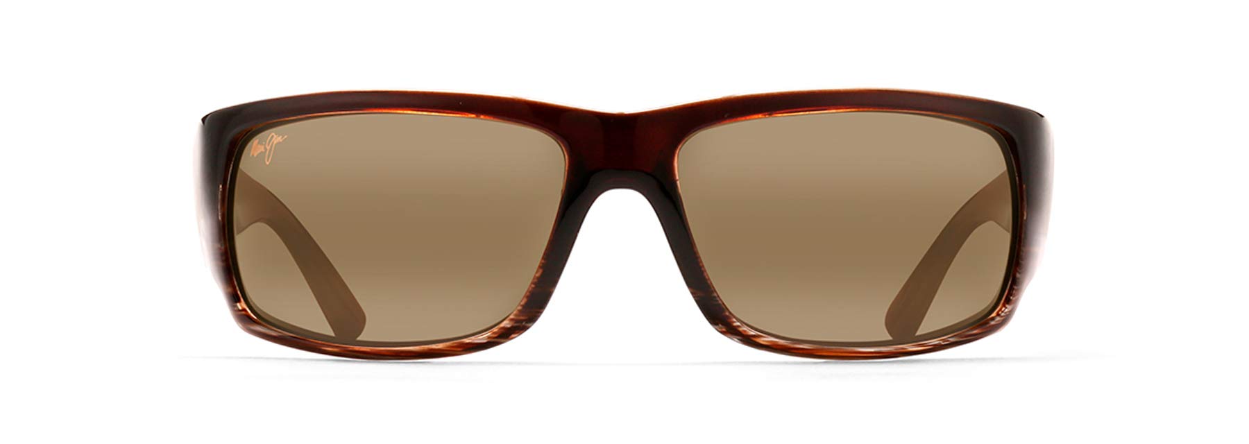Maui Jim Men's and Women's World Cup Polarized Wrap Sunglasses, Chocolate Stripe Fade/HCL® Bronze, Large
