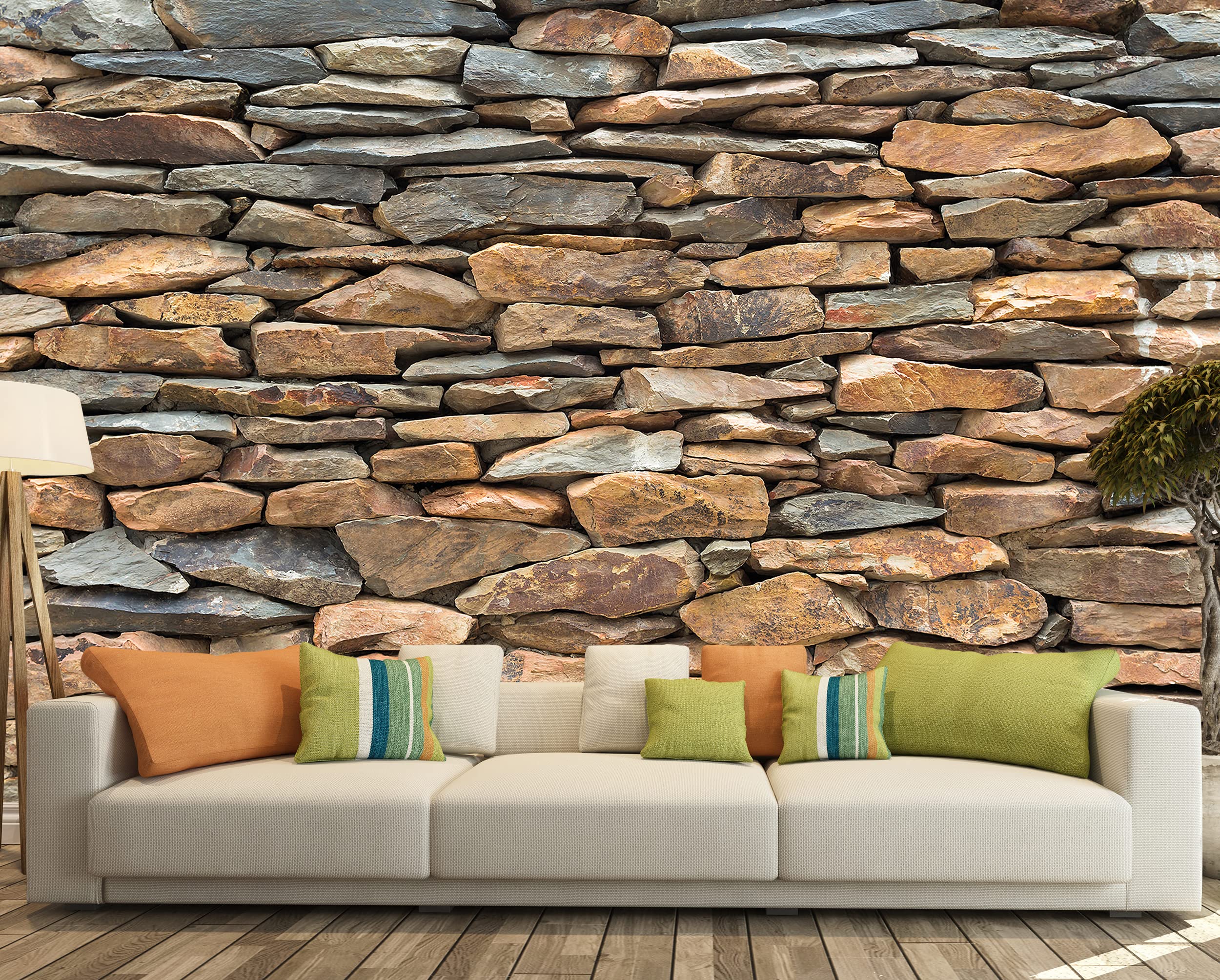 GREAT ART Large Photo Wallpaper β Shale Stonewall β Photo Decoration Stones Optic Mural Rocks Walls Rustic Stone Industrial Design Look Wall Decor Image Decor Wall Mural (132.3x93.7in - 336x238cm)