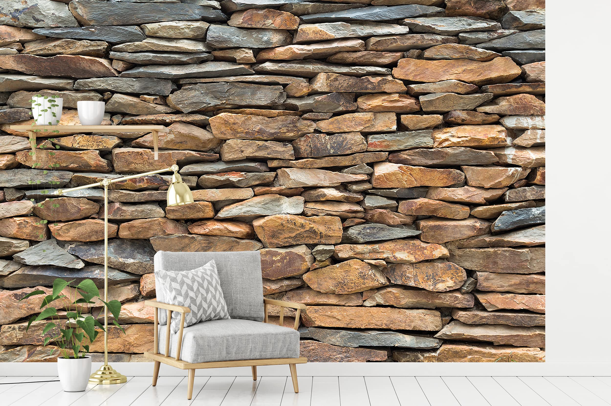 GREAT ART Large Photo Wallpaper β Shale Stonewall β Photo Decoration Stones Optic Mural Rocks Walls Rustic Stone Industrial Design Look Wall Decor Image Decor Wall Mural (132.3x93.7in - 336x238cm)
